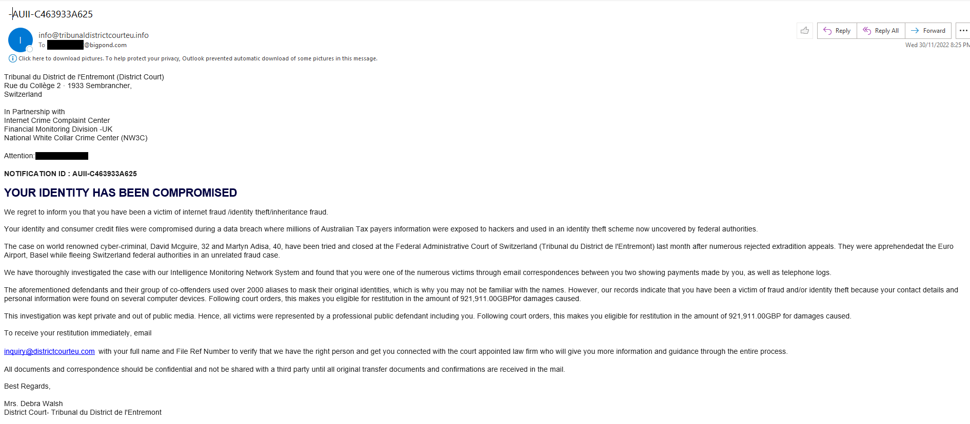 Current scam examples | Medibank
